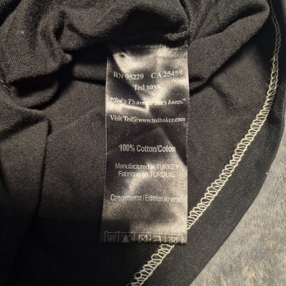 Ted BAKER mens V Neck T Shirt With Logo Size 6 XL Black/purple | eBay UK