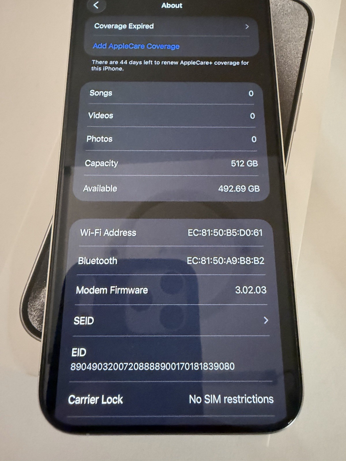 Apple iPhone 15 Pro Max 512GB White Titanium (Unlocked) Model A2849 ...