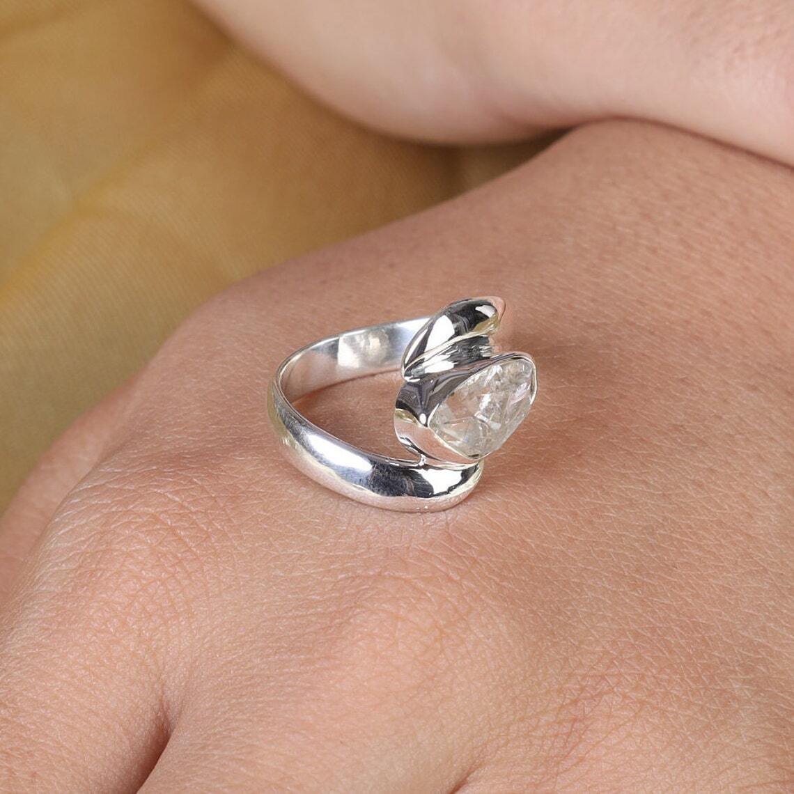 Natural Herkimer Diamond 925 Sterling Silver Ring Size | eBay