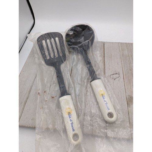 Set of 2 Nylon Utensils Ladle Slotted Spatula Turner Flipper Black ...