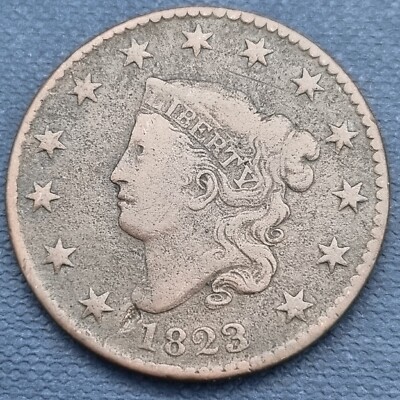 1823/2 Coronet Head Large Cent 1c 23 over 2 Better Grade XF Details ...