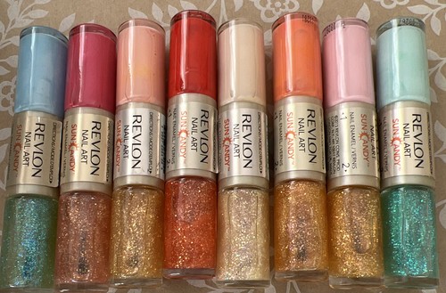 Revlon nail art sun candy nail enamel polish lot of 8 duo Glitter Red ...