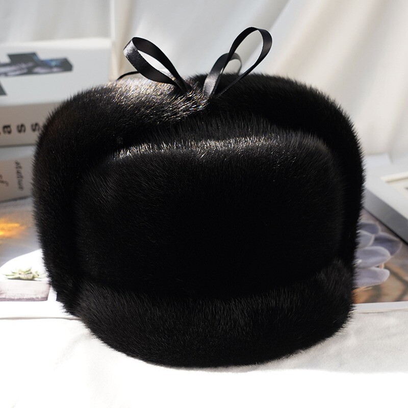 Men's Real Whole Pelt Mink Fur Hat Headgear Top Hat Middle Age Father ...