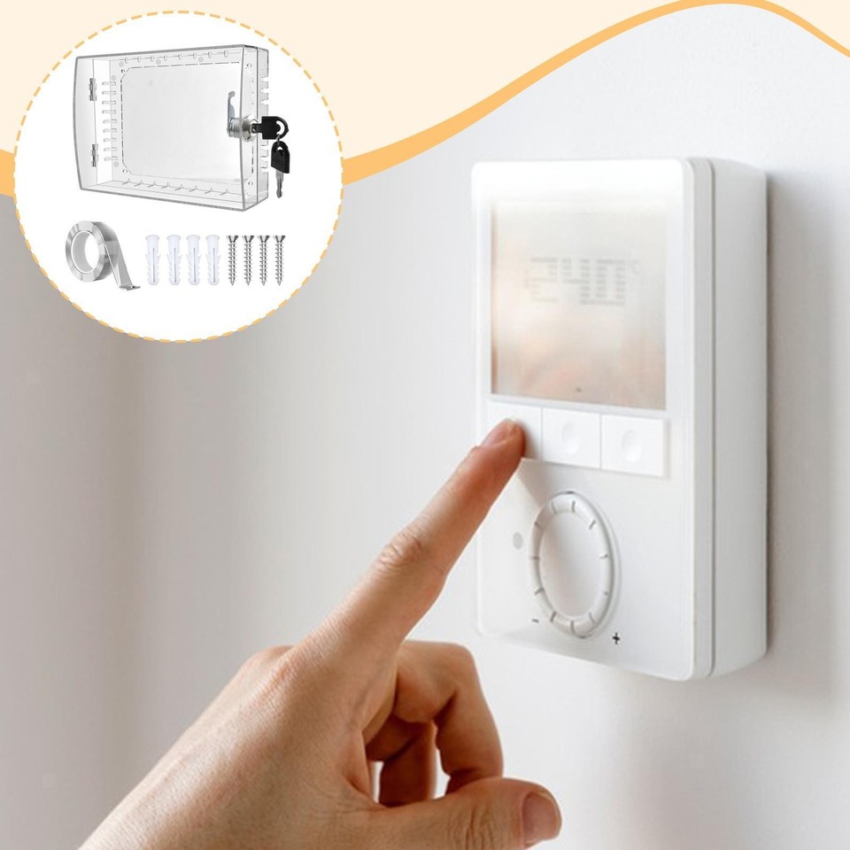 Transparent Thermostat Security Box 21x6.5x14.5cm Keyed Locking Cover ...