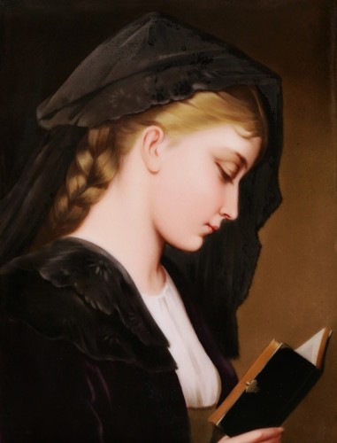 KPM Porcelain Plate Berlin Robert Beyschlag French Oil Painting Young ...