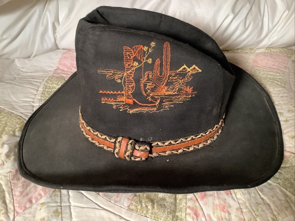 [RARE] ANTIQUE EMBROIDERED COWBOY HAT X~LARGE USA MADE UNITED HATTERS ...