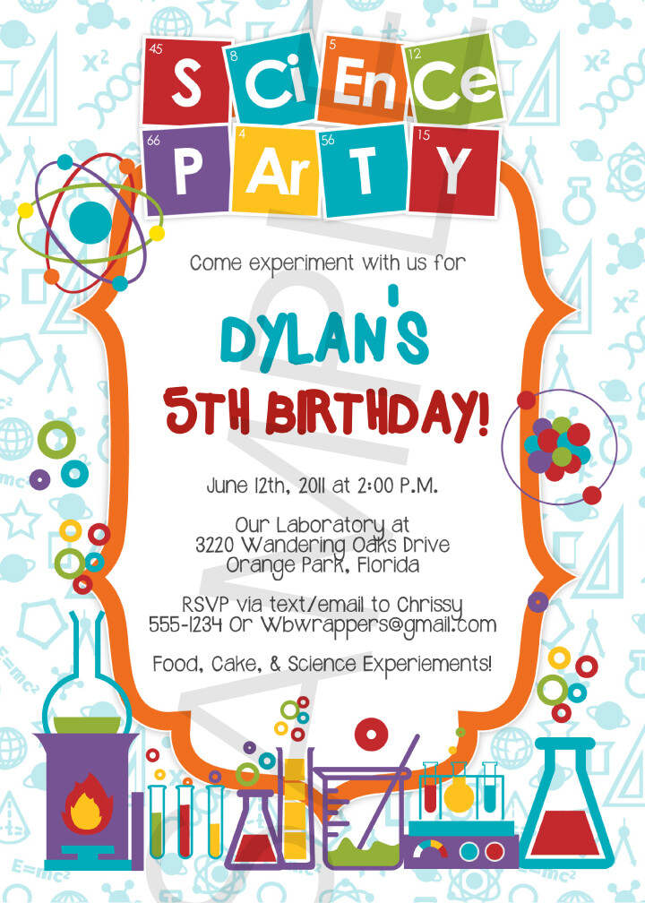 Science Party Invitations Science Birthday Party Invitation Science