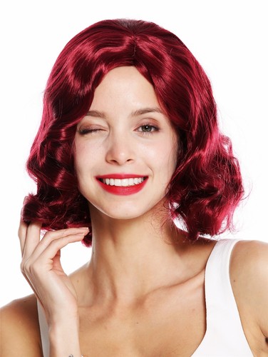 Wig Ladies 20er Swing Charleston Chicago Middle Part Wavy Garnet Red | eBay