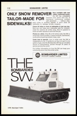 1970 Bombardier Limited-SW Snow plow Valcourt,Quebec CA-VTG trade ORIG ...