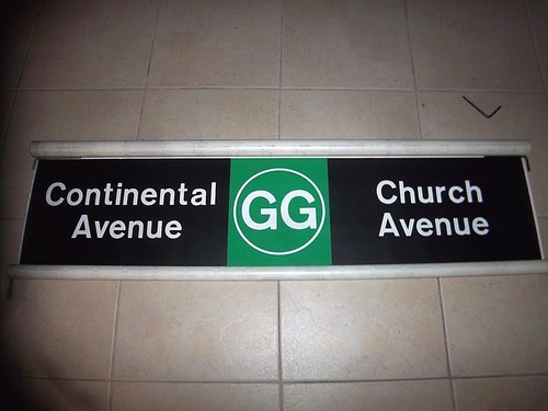 NY NYC SUBWAY ROLL SIGN R42 GG LINE CONTINENTAL AVENUE CHURCH FLATBUSH ...
