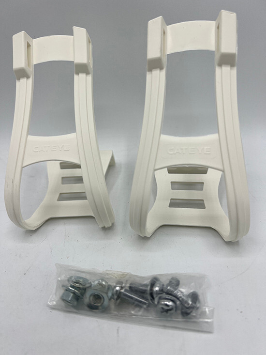 NOS Cateye Toe Clip Kit, white, medium mountain toe clips | eBay