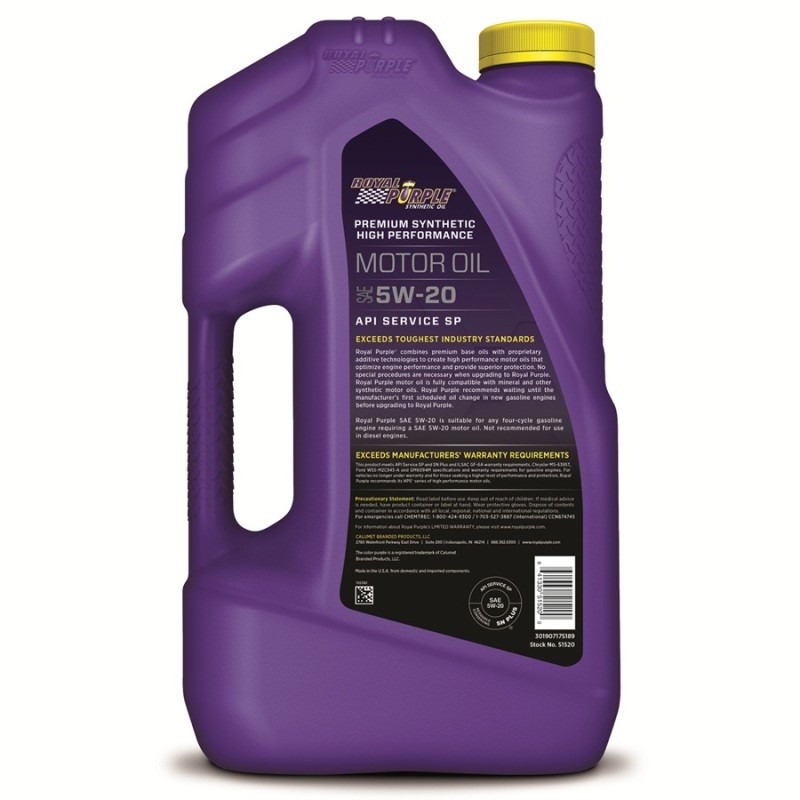 Royal Purple Premium Synthetic High Perf Multi-Grade 5W-20 Motor Oil-5 ...