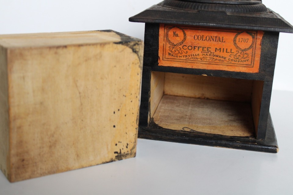 Antique Wrightsville #1707 Wood Colonial Coffee Mill w/ Label | eBay