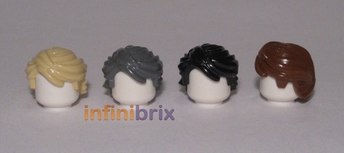 4x Lego Hair 61183 / 43753 Tan, Dark Grey, Black, Reddish Brown, Male ...