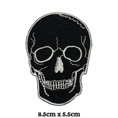 Black Skull Embroidered Iron / Sew On Patch Clothes Badge Transfer ...
