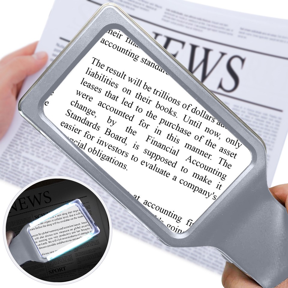 Rechargeable 6X LED Magnifying Glass for Reading Fine Print & Low ...