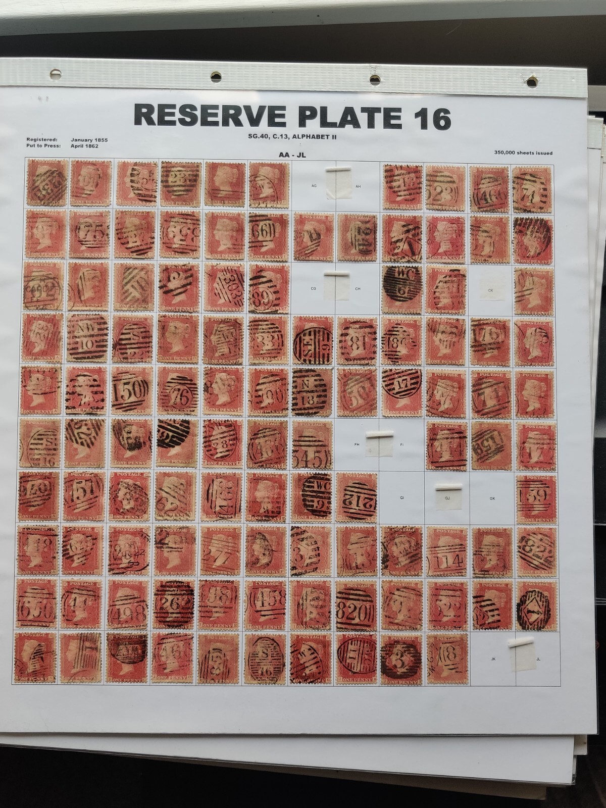 SG40 C13 Reserve Plate R16 GB QV 1d Penny Red Star 240 Postage Stamp ...