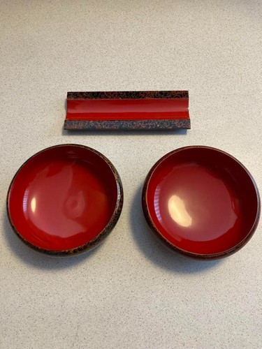 Vintage Japanese Tsugaru-nuri Lacquerware Set Traditional O-shibori Holder | eBay