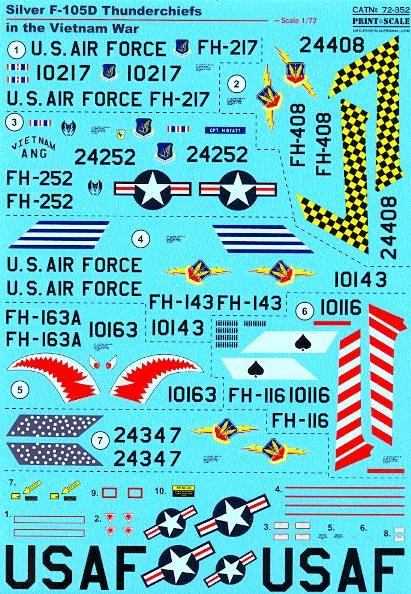 Print Scale Decals 1/72 REPUBLIC F-105 THUNDERCHIEF Silver Aircraft in ...