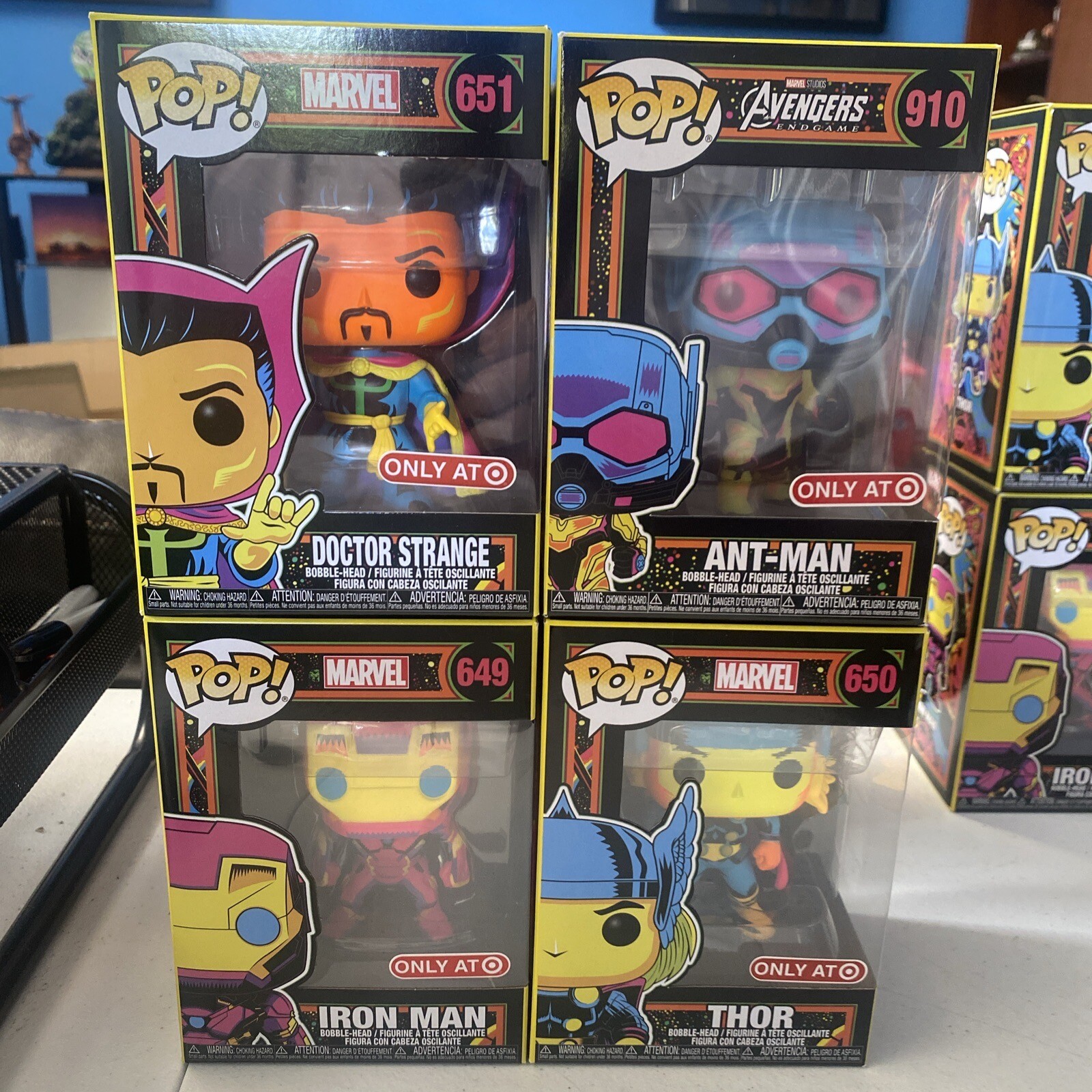 Funko Pop! Marvel Avengers Lot (Blacklight) Dr. Strange/Ant-man/Iron ...