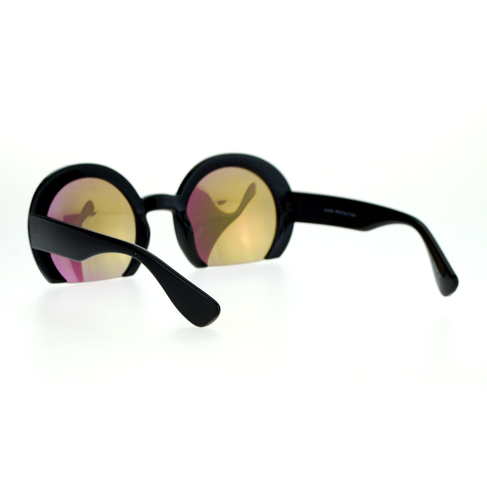 Women's Cropped Half Round Frame Sunglasses Fashion Mirror Lens UV400 ...