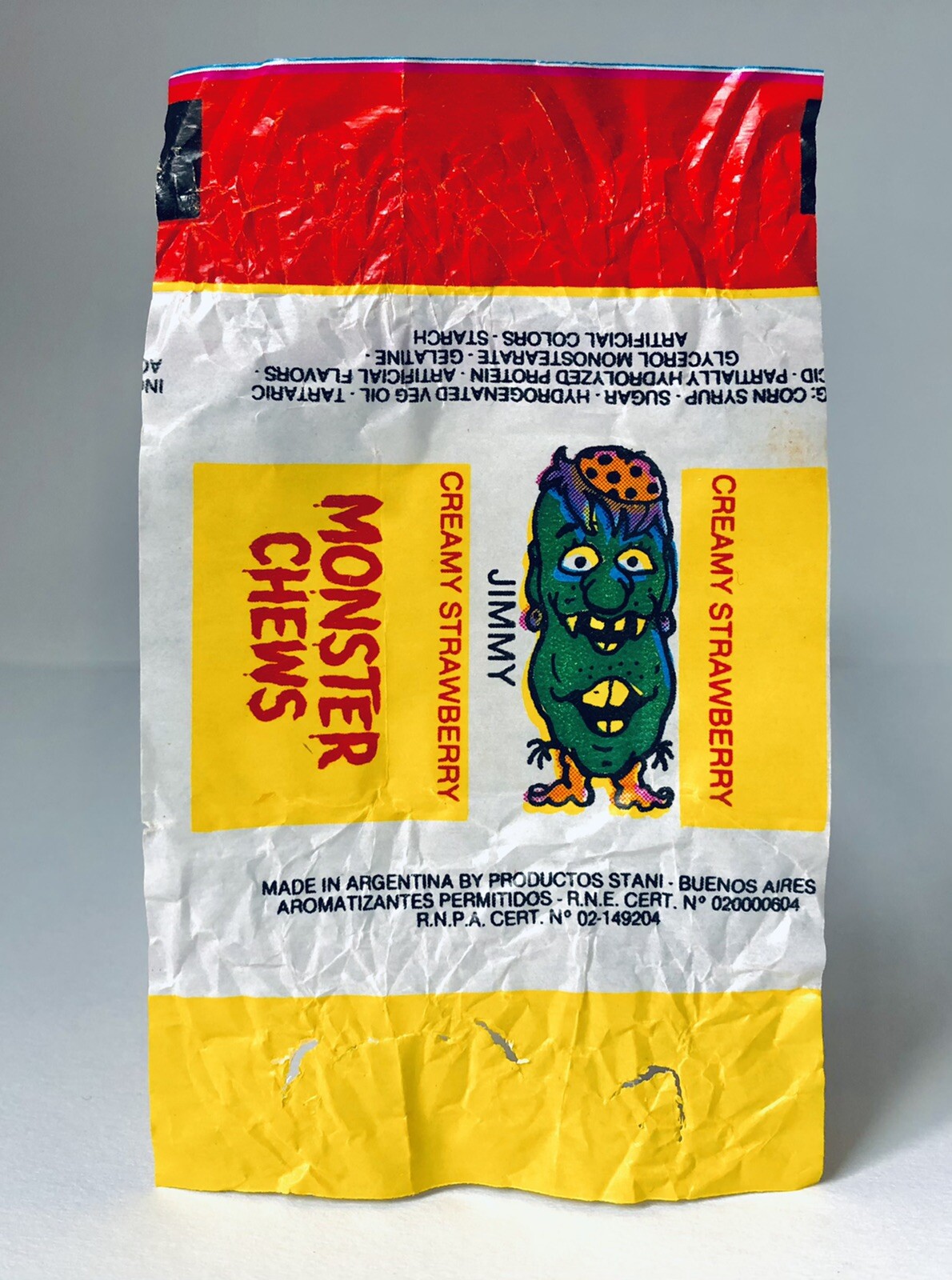 Vintage 1984 MONSTER CHEWS Chewy Candy JIMMY Wax Wrapper STRAWBERRY | eBay
