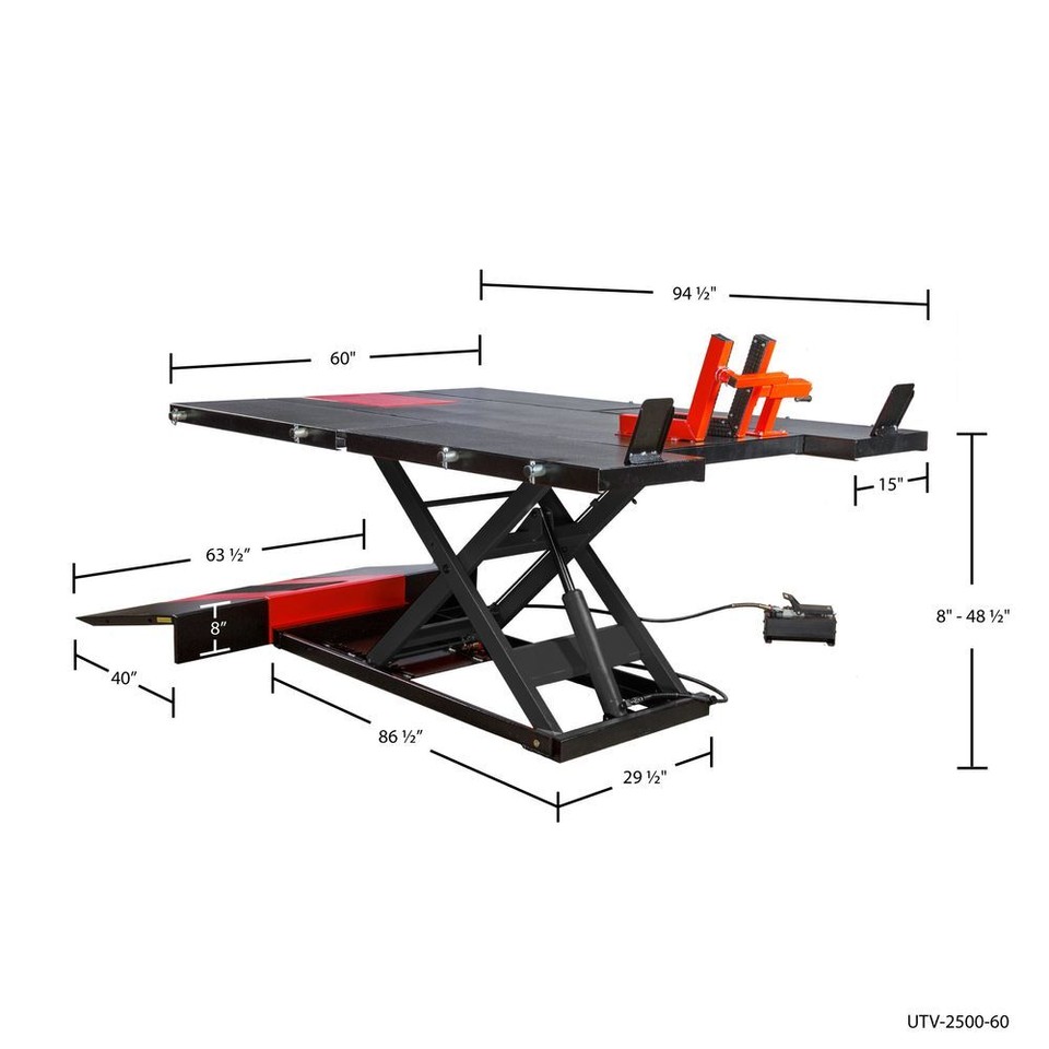Black Widow Air/Hydraulic UTV Lift Tables - 2,500 lb. Capacity - 60" W ...