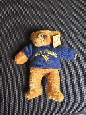 New Plushland WVU University Brown Teddy Bear with Sweater NWT 8" | eBay
