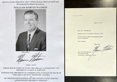 PRESIDENT JOHNSON CHIEF STAFF GATEKEEPER POSTMASTER GENERAL WATSON ...