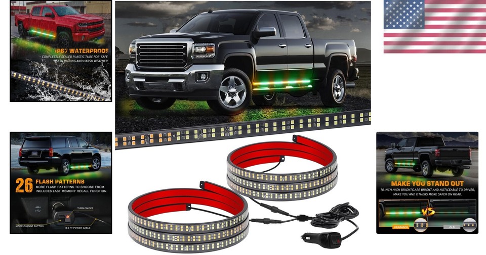2PCS 70 Inch LED Emergency Strobe Lights for Trucks - Waterproof ...