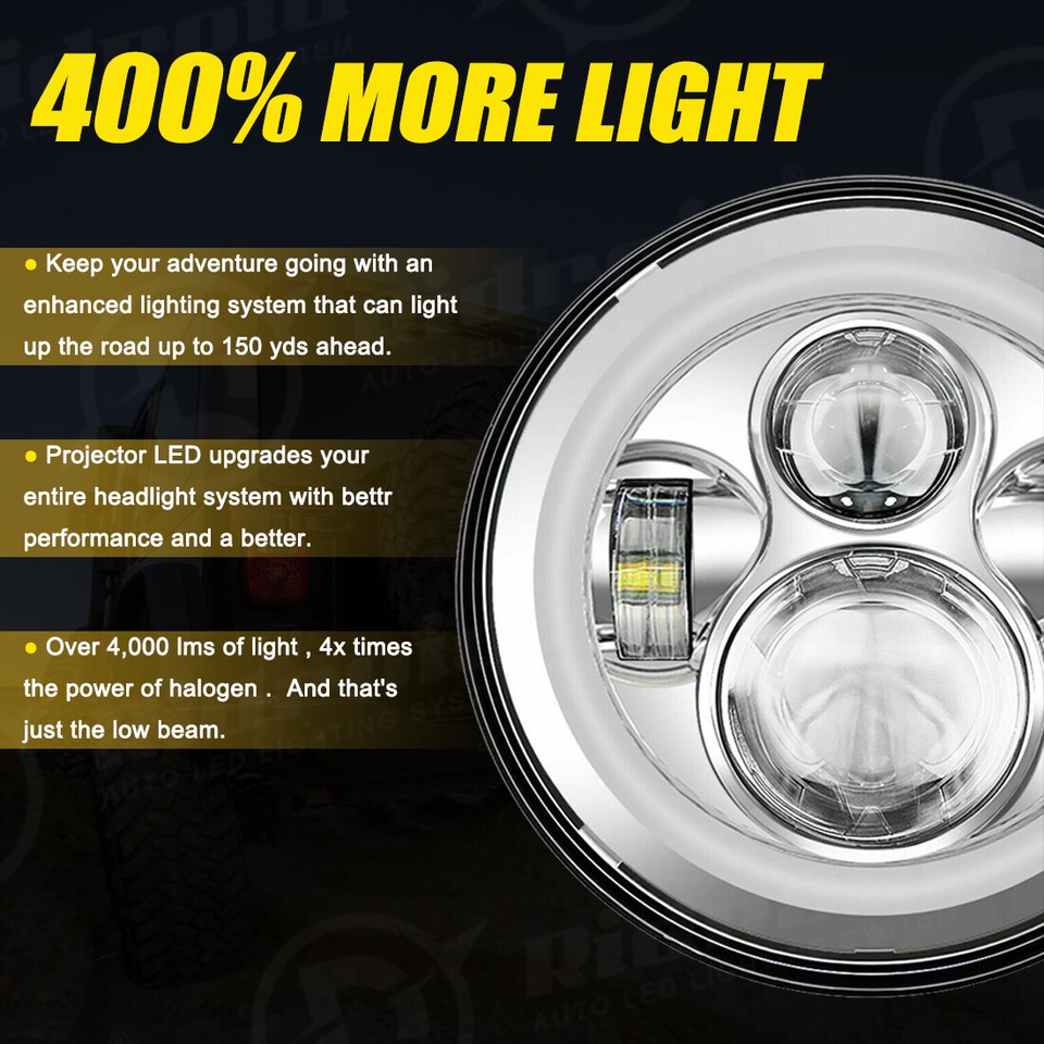 7" LED Headlight Halo + Passing Lamps For Harley Heritage Softail ...