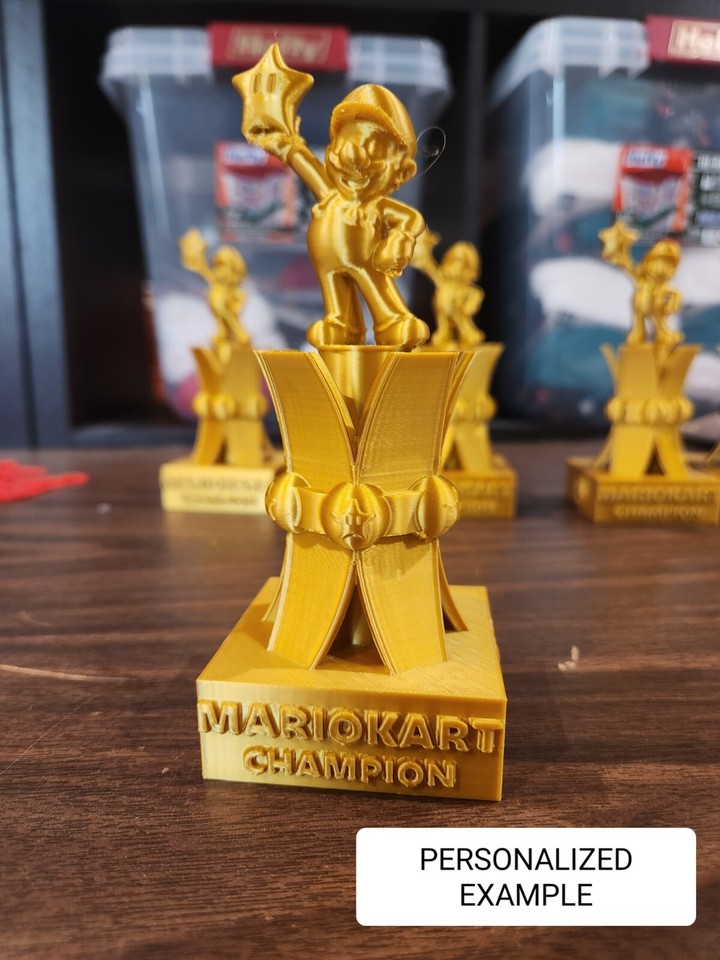 Custom Mario Kart 8 Deluxe 3D Printed Trophy Figure Star Cup Nintendo ...