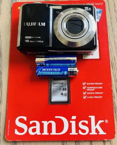 FUJIFILM FINEPIX AX AX655 DIGITAL CAMERA 16MP 5x ZOOM HD VID BLACK 4 GB ...