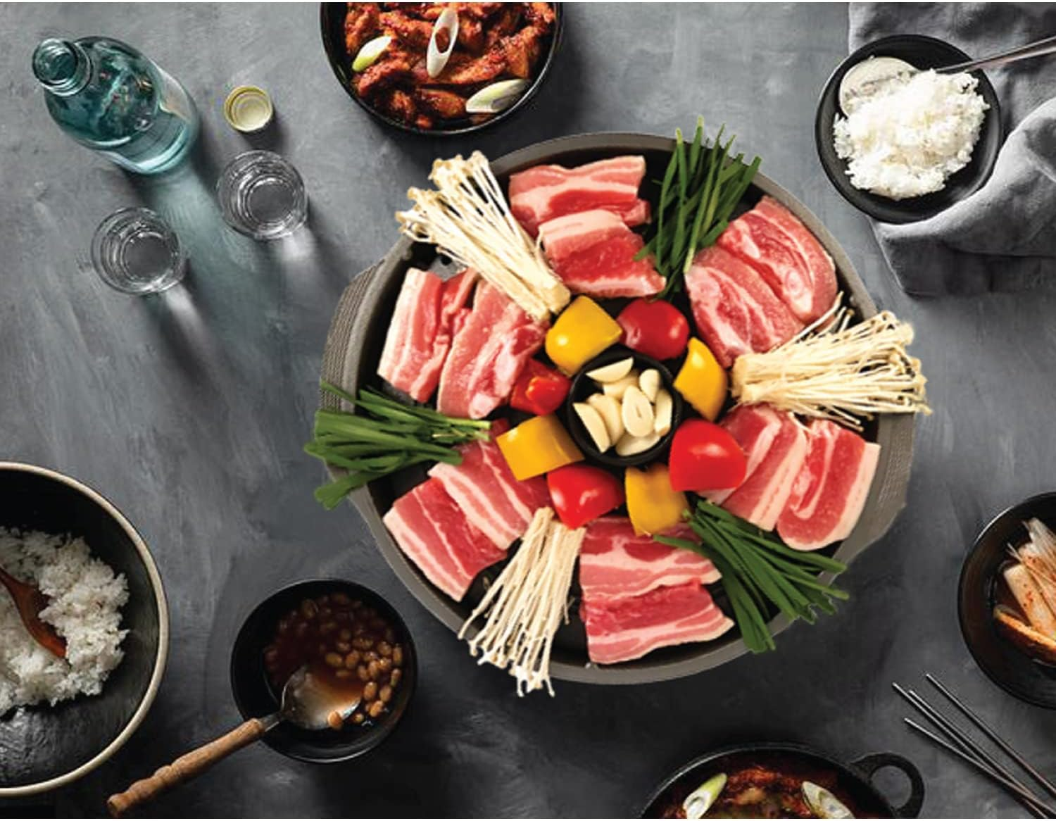 Korean Traditional BBQ Grill Pan, Cauldron Lid Shape - Stovetop ...