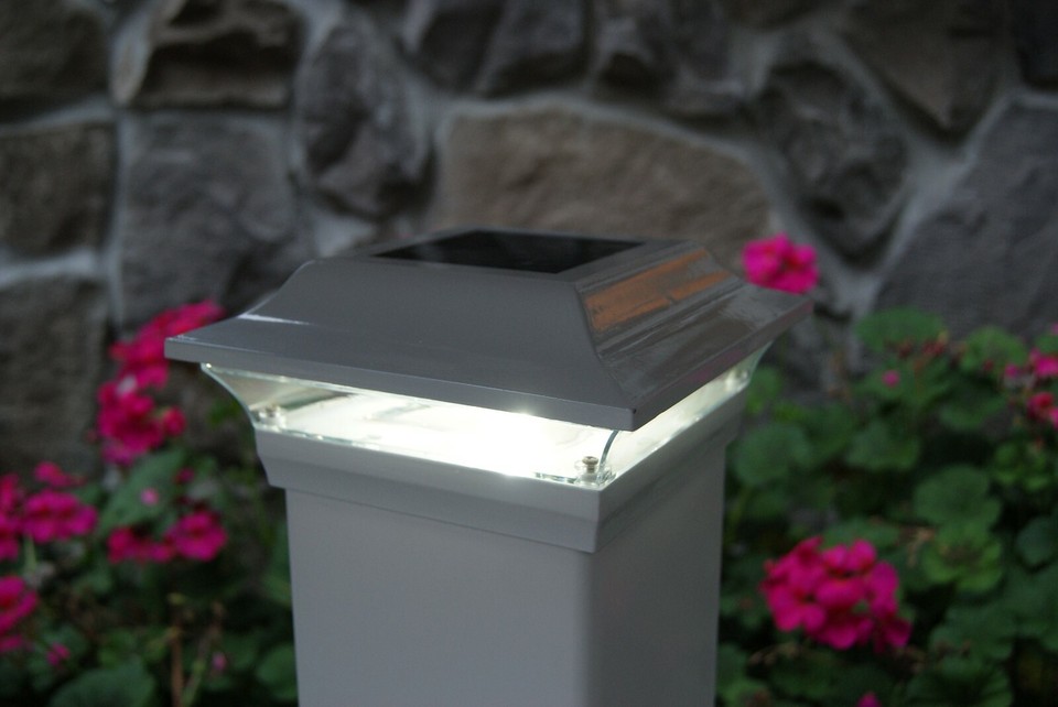 10 PACK 5x5 WHITE ALUMINUM IMPERIAL SOLAR POST CAP LED LIGHTS PVC VINYL ...
