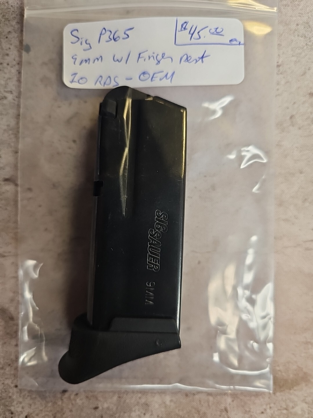 1 x SIG SAUER P365 9mm 10 rd Factory Magazine - w/ Pierce Finger Rest ...