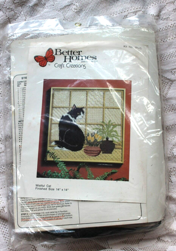 Vintage 1980 Better Homes Craft Creations Wistful Cat Needlepoint Kit ...