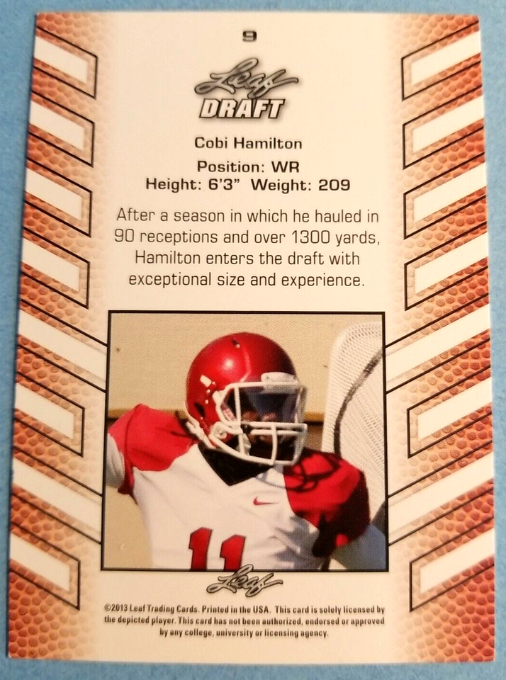 Cobi Hamilton Cincinnati Bengals 2013 Leaf Draft #9 Autographed ...