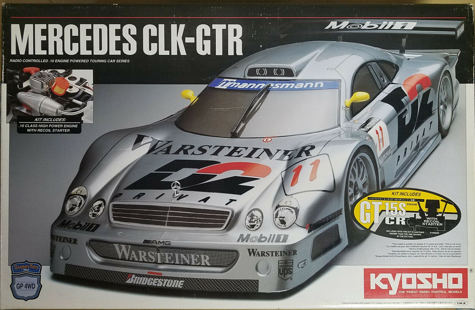 Kyosho RC Super Ten Mercedes CLK-GTR GP 4WD GT 15S-CR Engine 31702GT ...