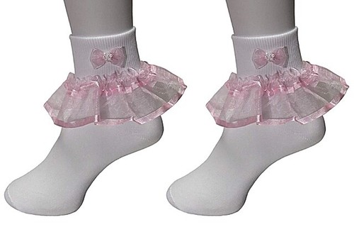 New Girls Fancy Ruffle Socks Assorted Colors Organza Lace Socks Pageant ...