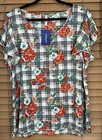 NWT Piphany Madeline Black White Red Floral Blouse/Tunic/Top Size Lg ...