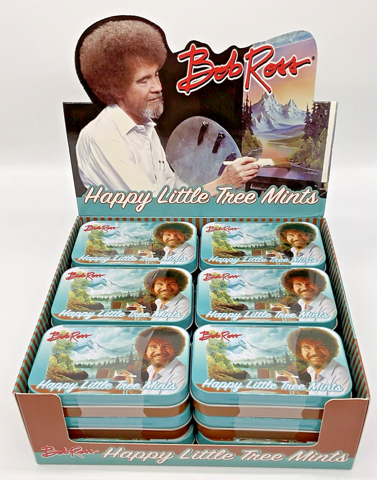 Bob Ross Happy Little Tree Mints in Collectible Tin 3 oz. 3 3/4"x2 1/2 ...