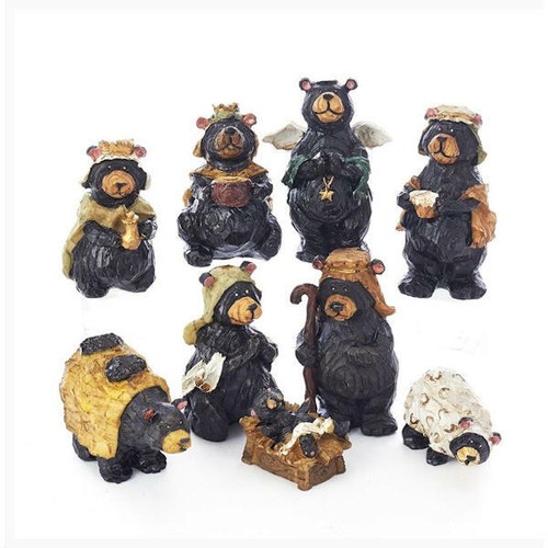 Black Bears 9 pc Nativity Set | eBay