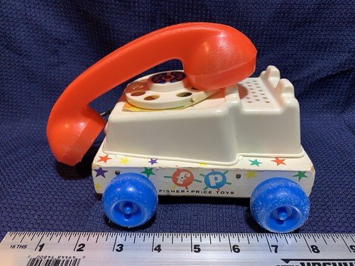 Vintage 1961 FISHER PRICE #747 Wooden Chatter Phone Rotary Telephone ...
