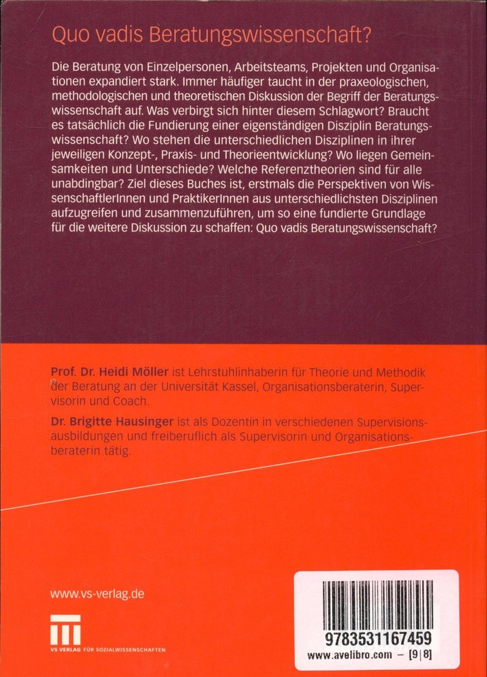 Quo vadis Beratungswissenschaft? Möller, Heidi und Brigitte Hausinger ...