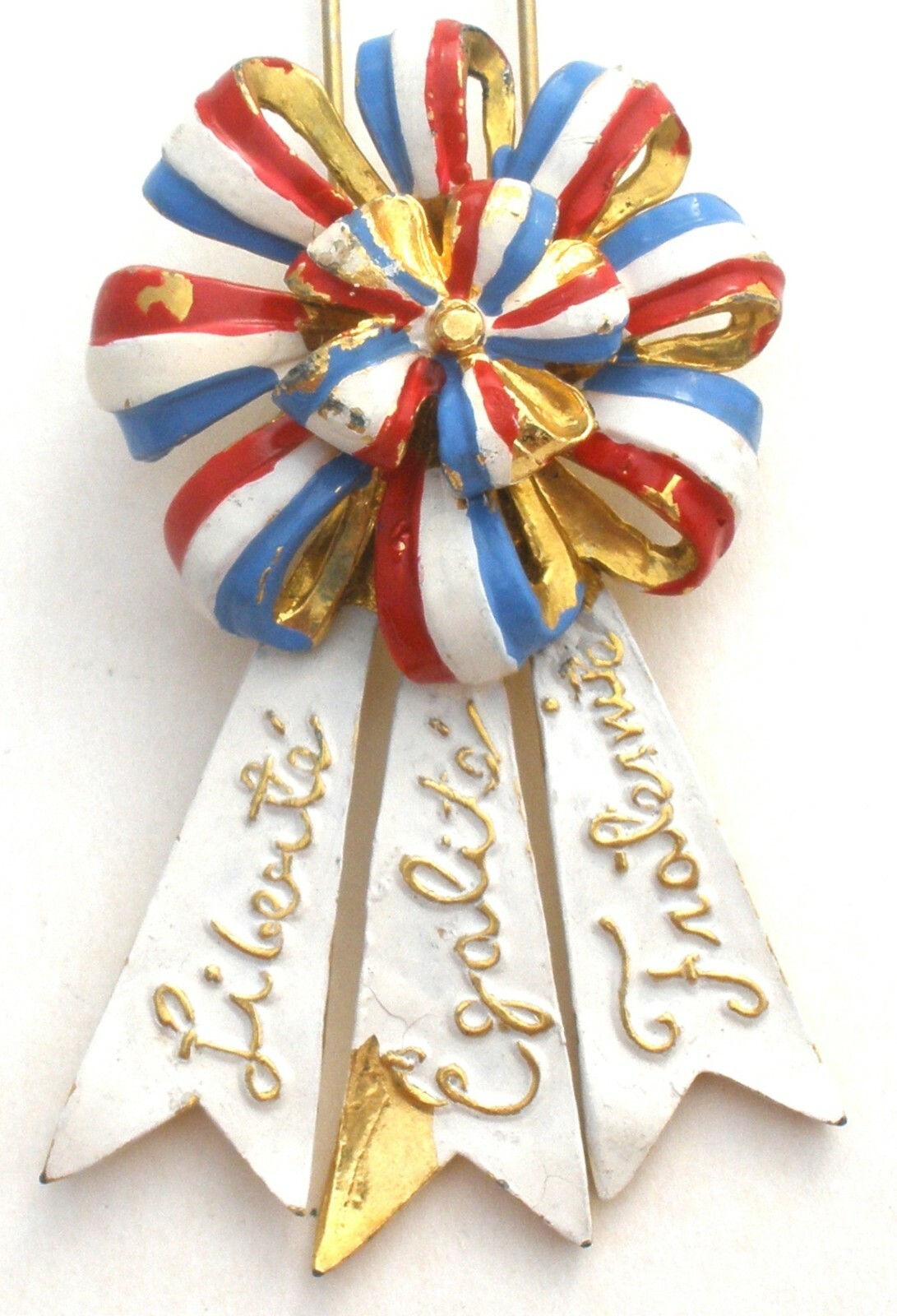 RARE SILSON FRENCH COCKADE FUR CLIP PIN WWII VINTAGE ENAMEL RED WHITE ...