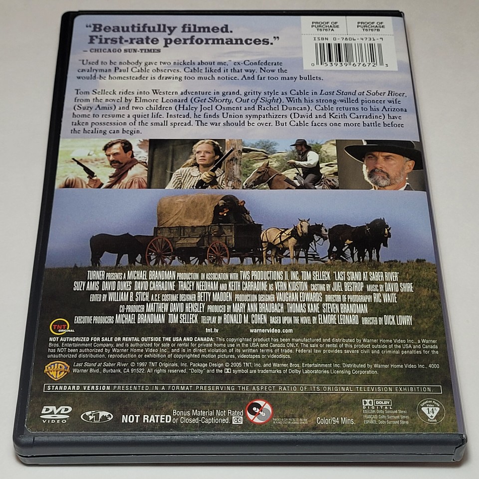 Last Stand at Saber River (DVD 1997) Tom Selleck TNT Western Free 1-Day ...