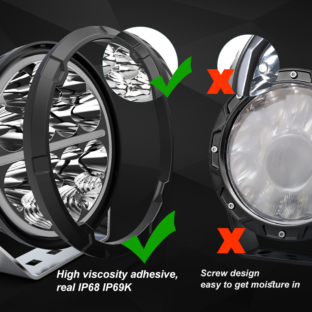 Pair 7inch LED Driving Lights Spot Black Round Work 4x4 SUV Offroad ...