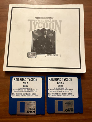 Sid Meier's Railroad Tycoon floppy game for Commodore Amiga with manual ...