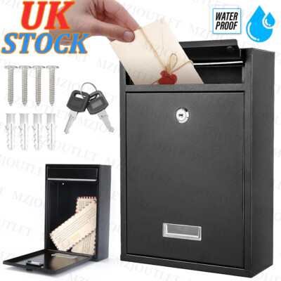 POST BOX LARGE LETTER MAIL BOX STEEL LOCKABLE WALL MOUNTED OUTDOOR ...